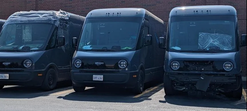 Amazon vans at collision repair | Rivian Forum - R1T R1S R2 R3 News ...