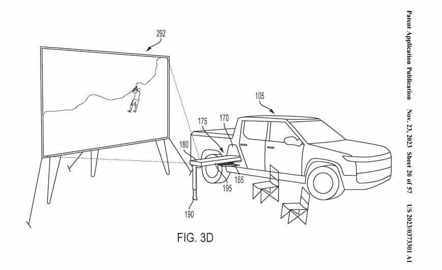 Rivian patents a R1T mobile movie projector kit (w/ projector, screen ...