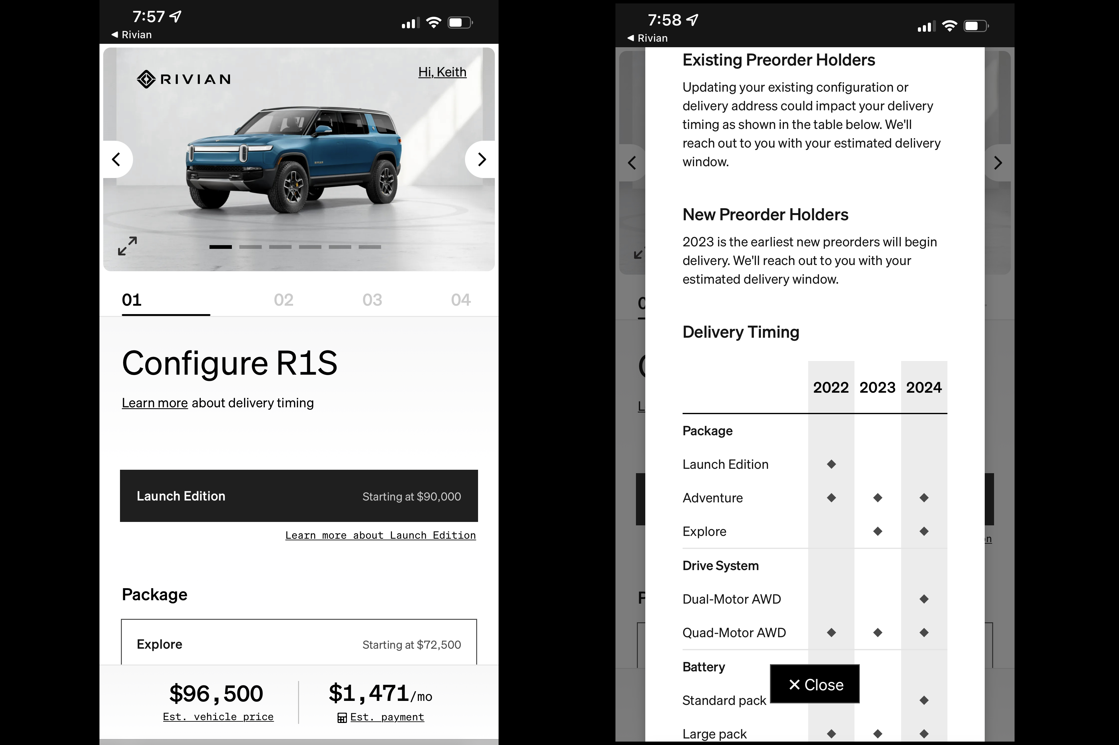 App now shows approximate delivery timeline | Rivian Forum - R1T R1S R2 ...