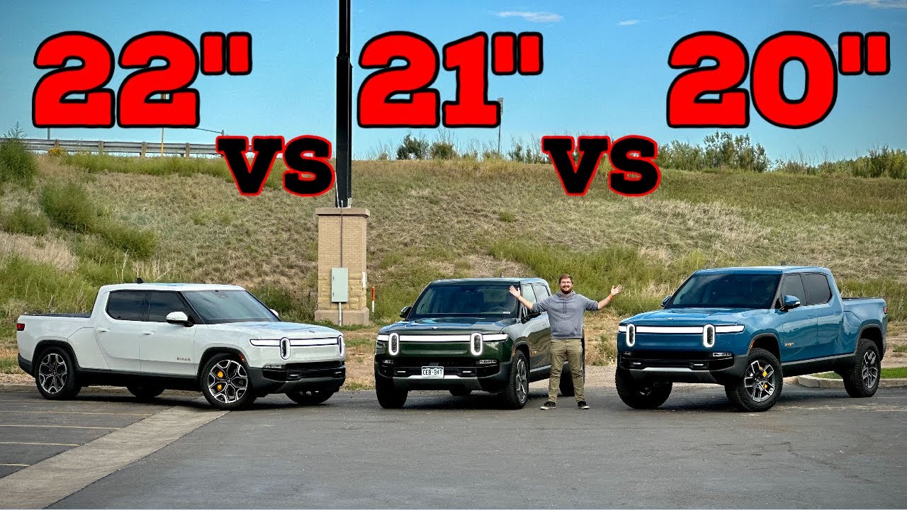 Stock Rivian R1T Wheels Comparison (20" AT, 21" Road, 22" Sport) Range ...