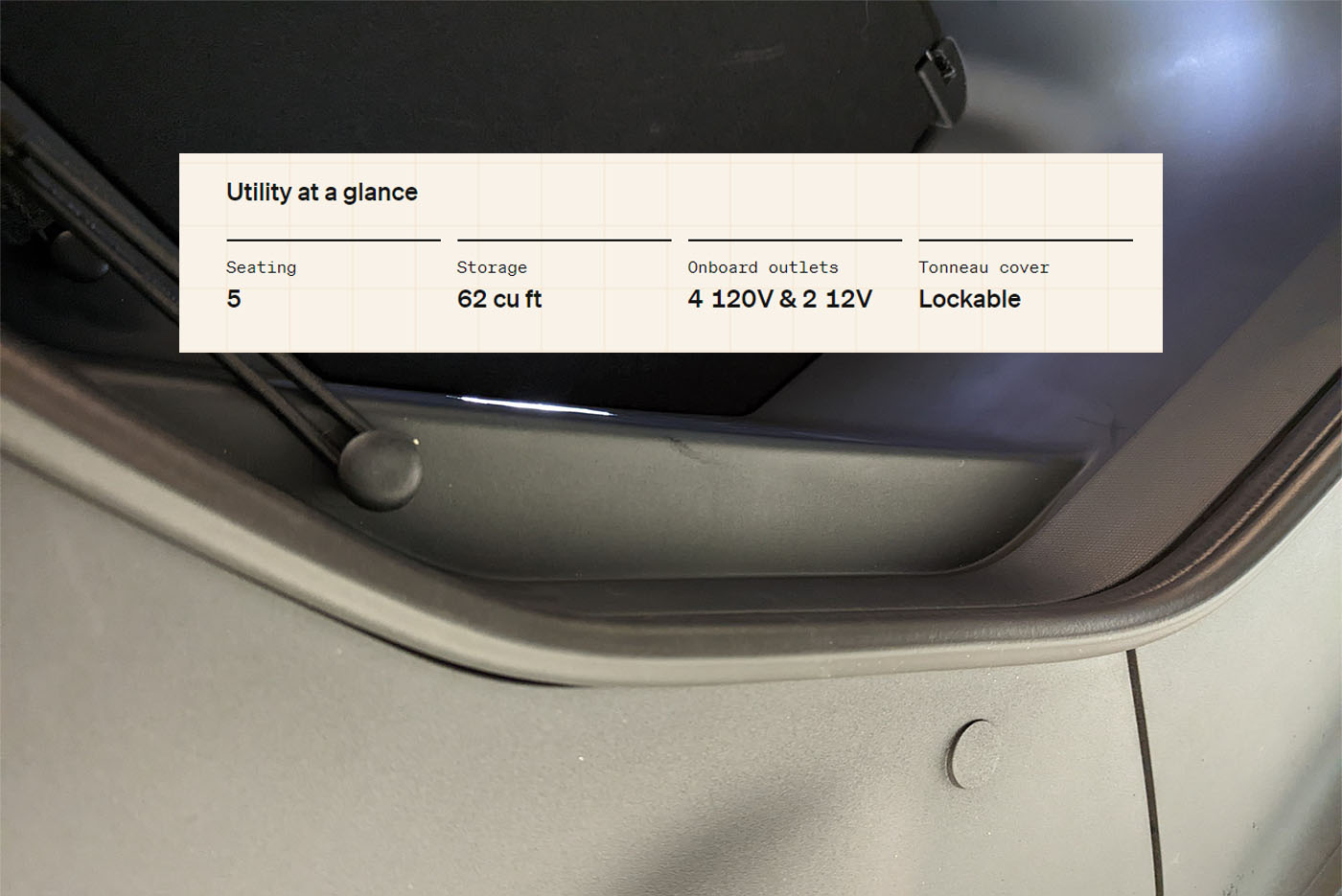 Rivian updates website: Two 12v outlets now (none in frunk) for R1T ...