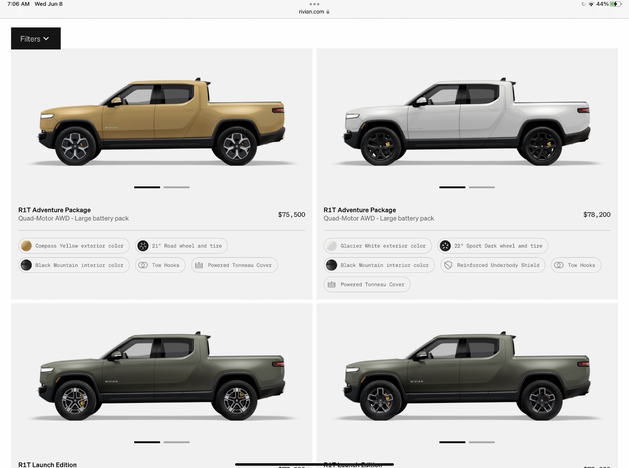 Rivian Shop just added a ton of available R1T trucks | Rivian Forum ...