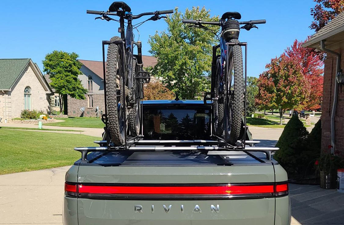 1UP USA Equip-D trays mounted on R1T bed crossbars | Rivian Forum - R1T ...
