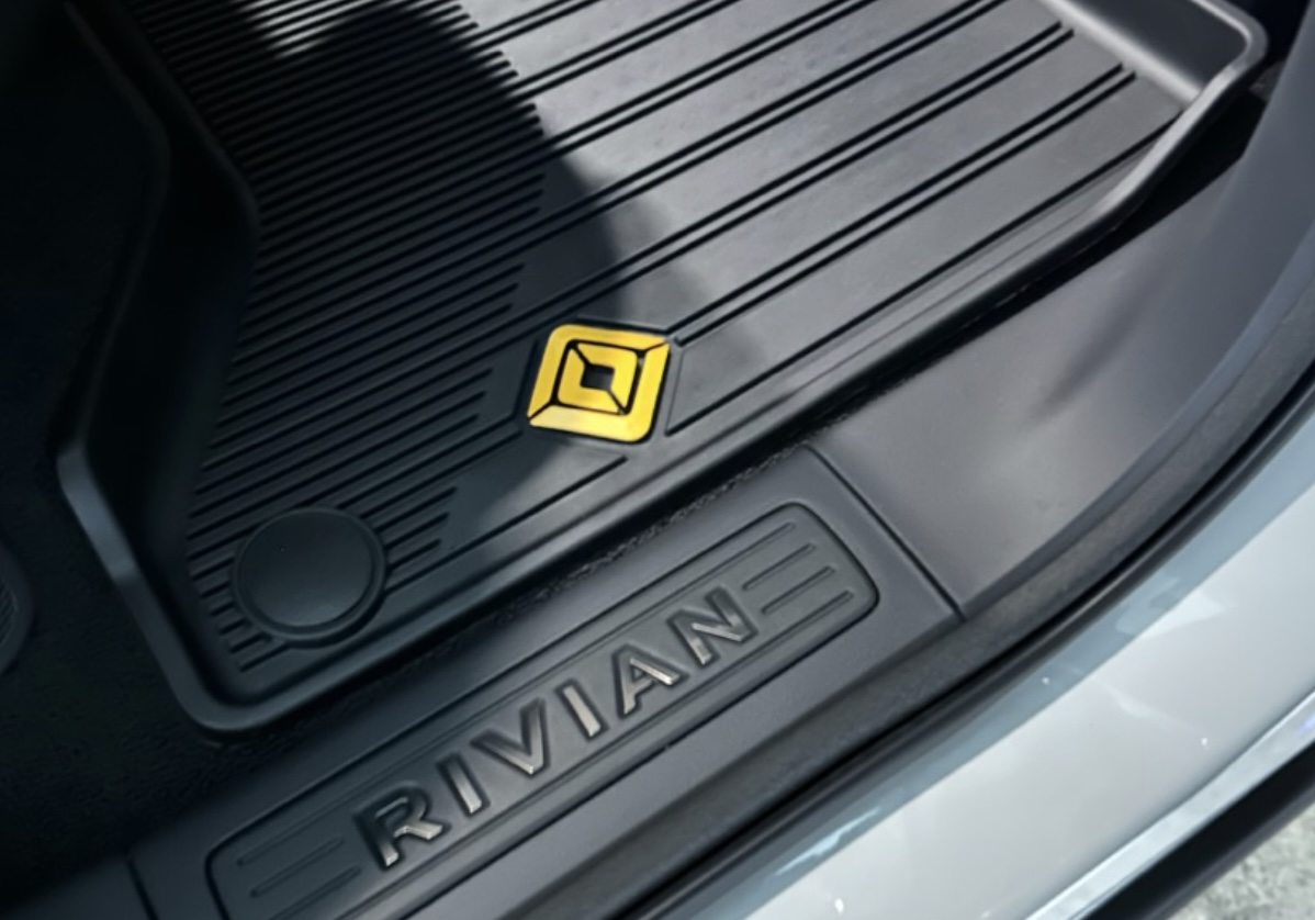 All Weather Floor Mat Modification - DIY Yellow Rivian Logos | Rivian ...