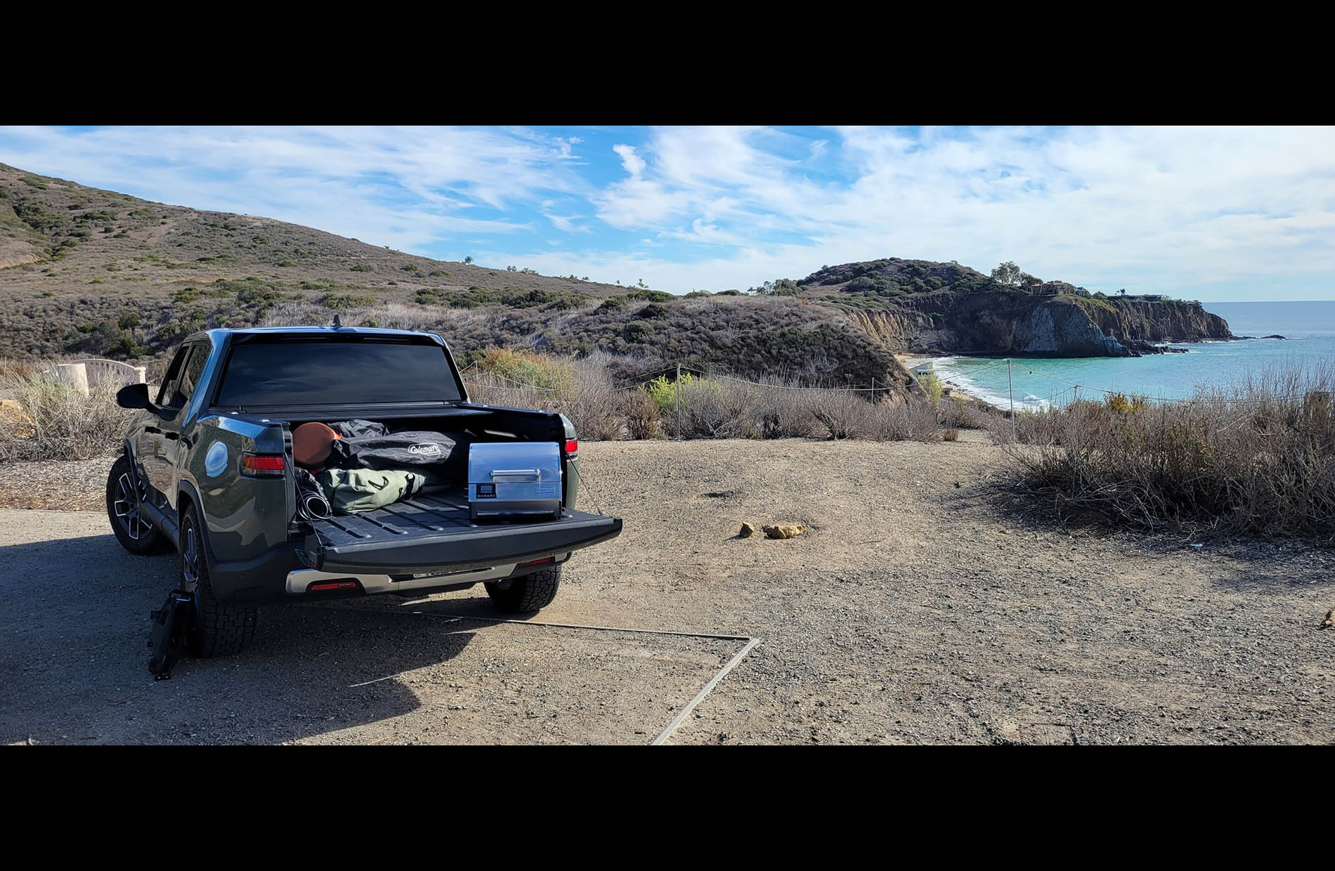 Camping with R1T and Electric Grill at beach cliff edge | Rivian Forum ...