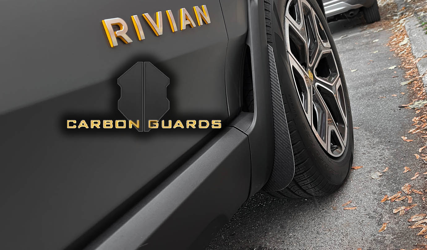 The Carbon Guards Intro. Carbon Fiber / Kevlar Mud Flaps For Rivian R1T ...