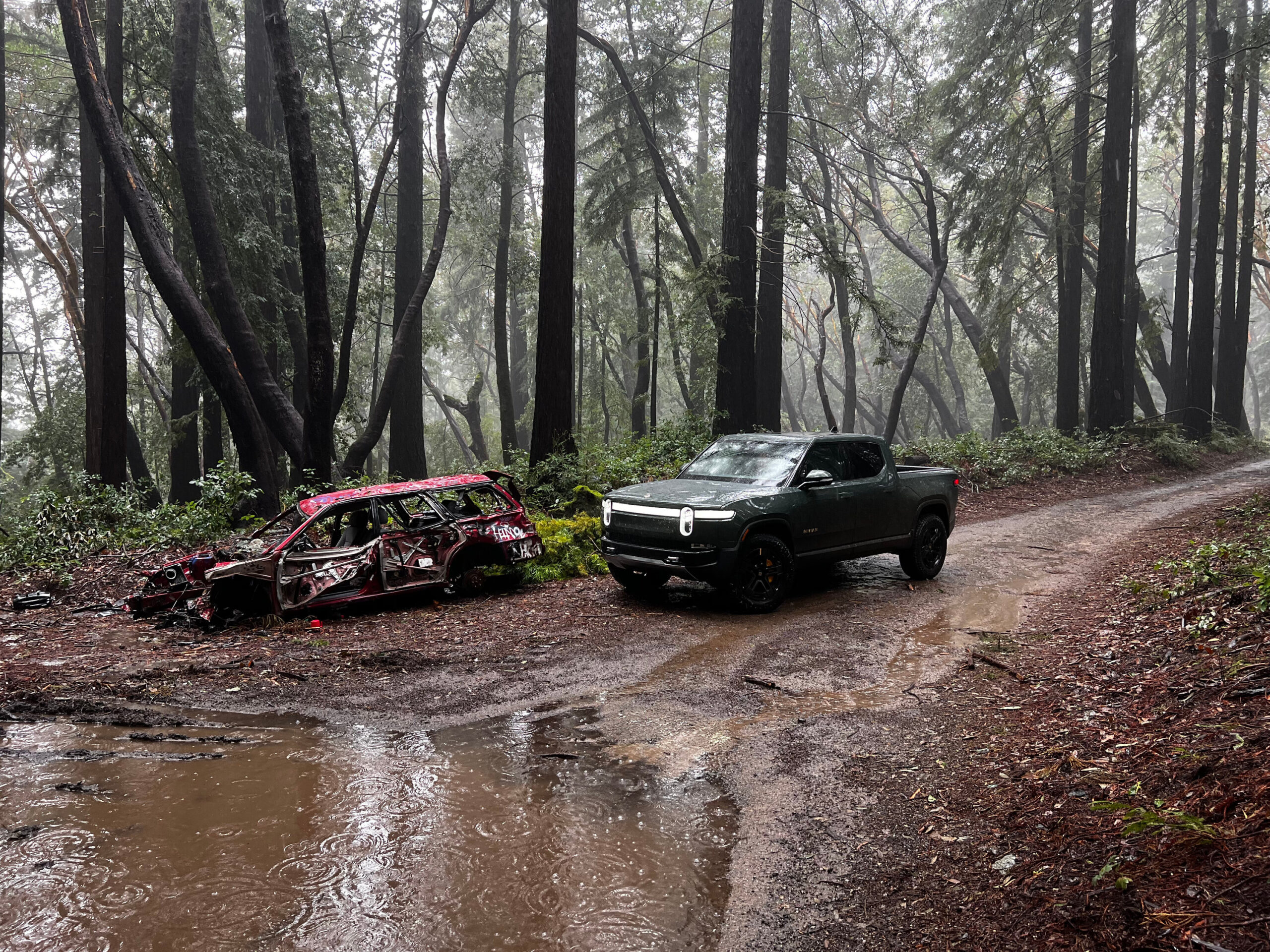 A rainy day out in R1T... Here's how it went. | Rivian Forum - R1T R1S ...