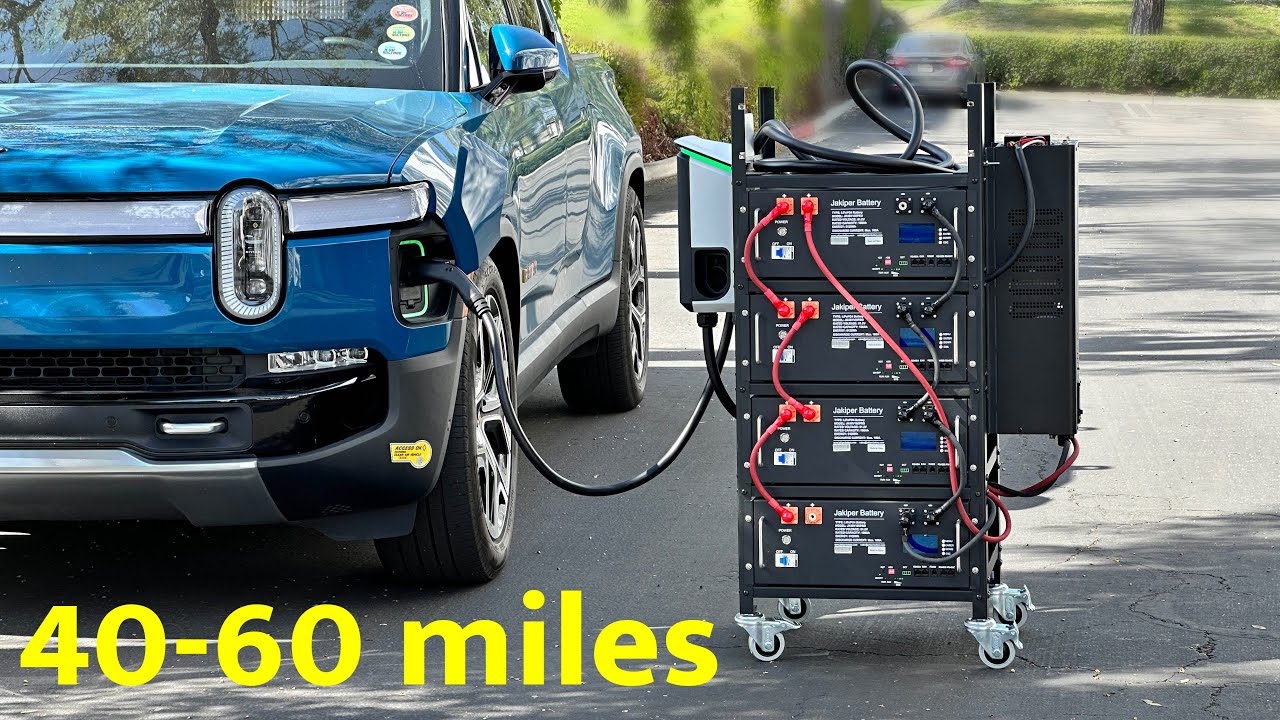 Portable Rivian EV charger built using battery rack, 48v batteries ...