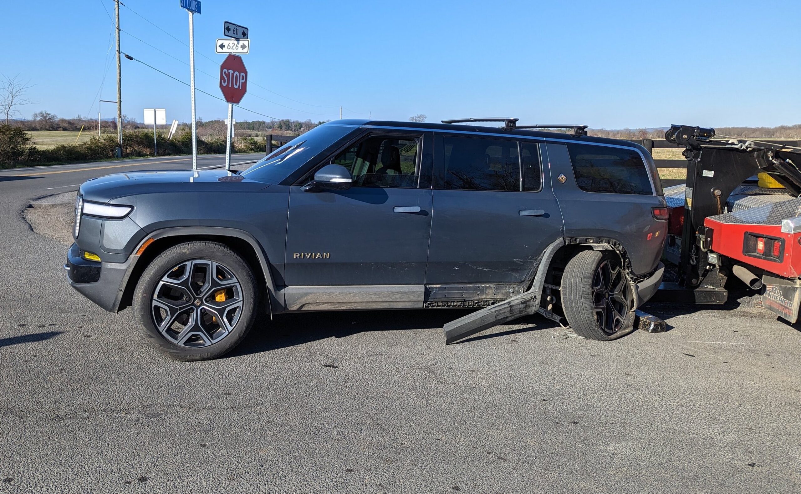 Totaled R1S after side impact accident at stop sign | Rivian Forum ...