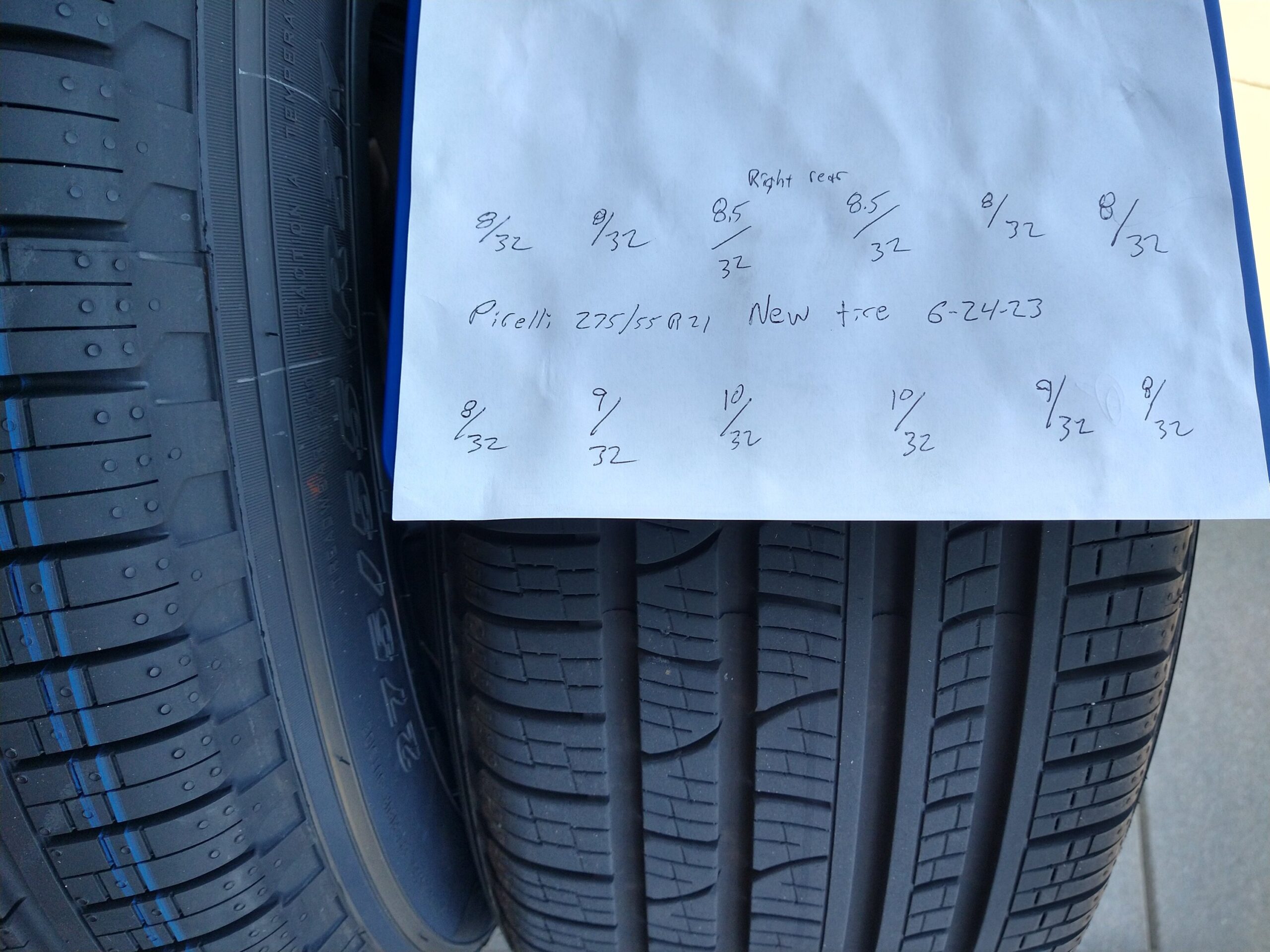 21" inch factory tire tread wear measurements @ 6-month 5K miles ...