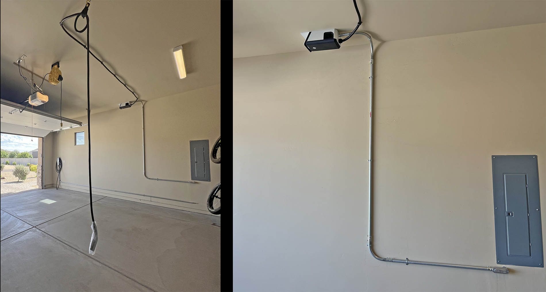 Ceiling mounted Rivian wall charger with drop down cord | Rivian Forum ...