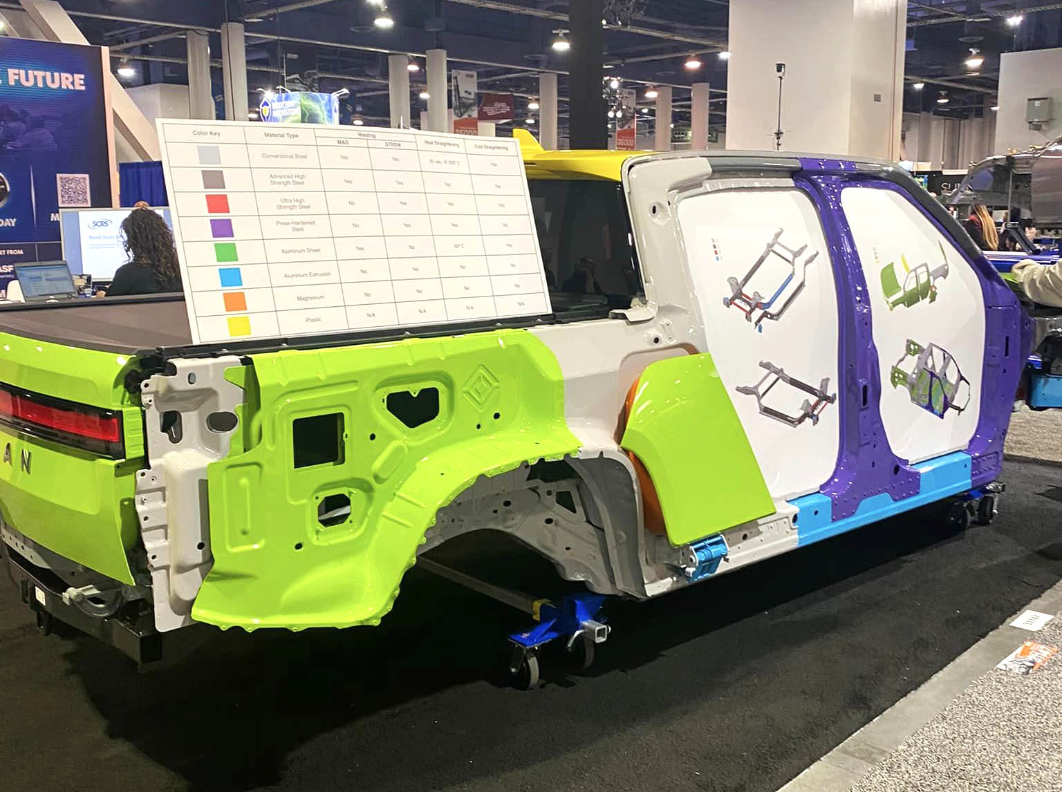 Rivian body materials & construction cutaway (material type, welding ...