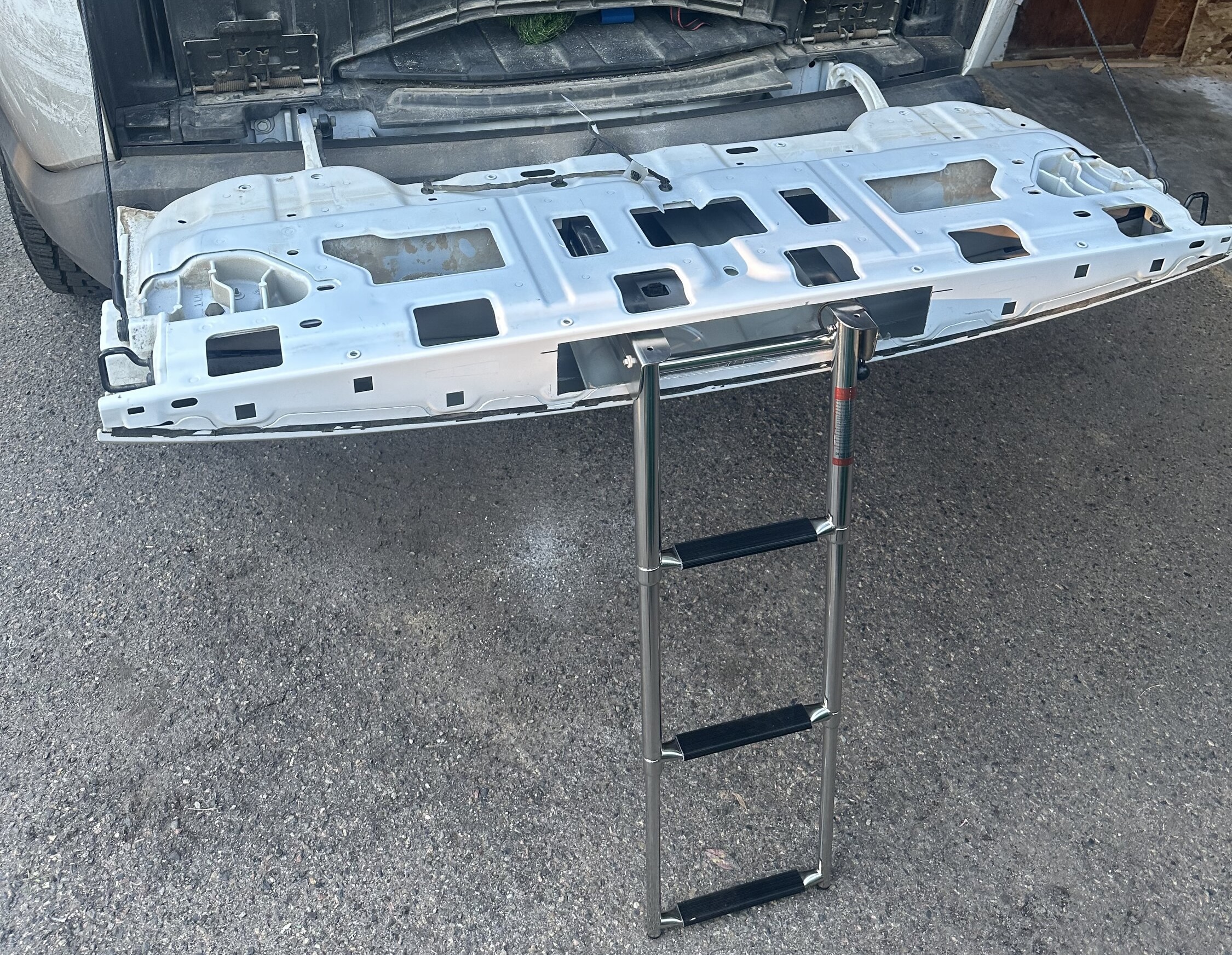 DIY mod - Adding hidden tailgate step ladder on R1T | Rivian Forums ...