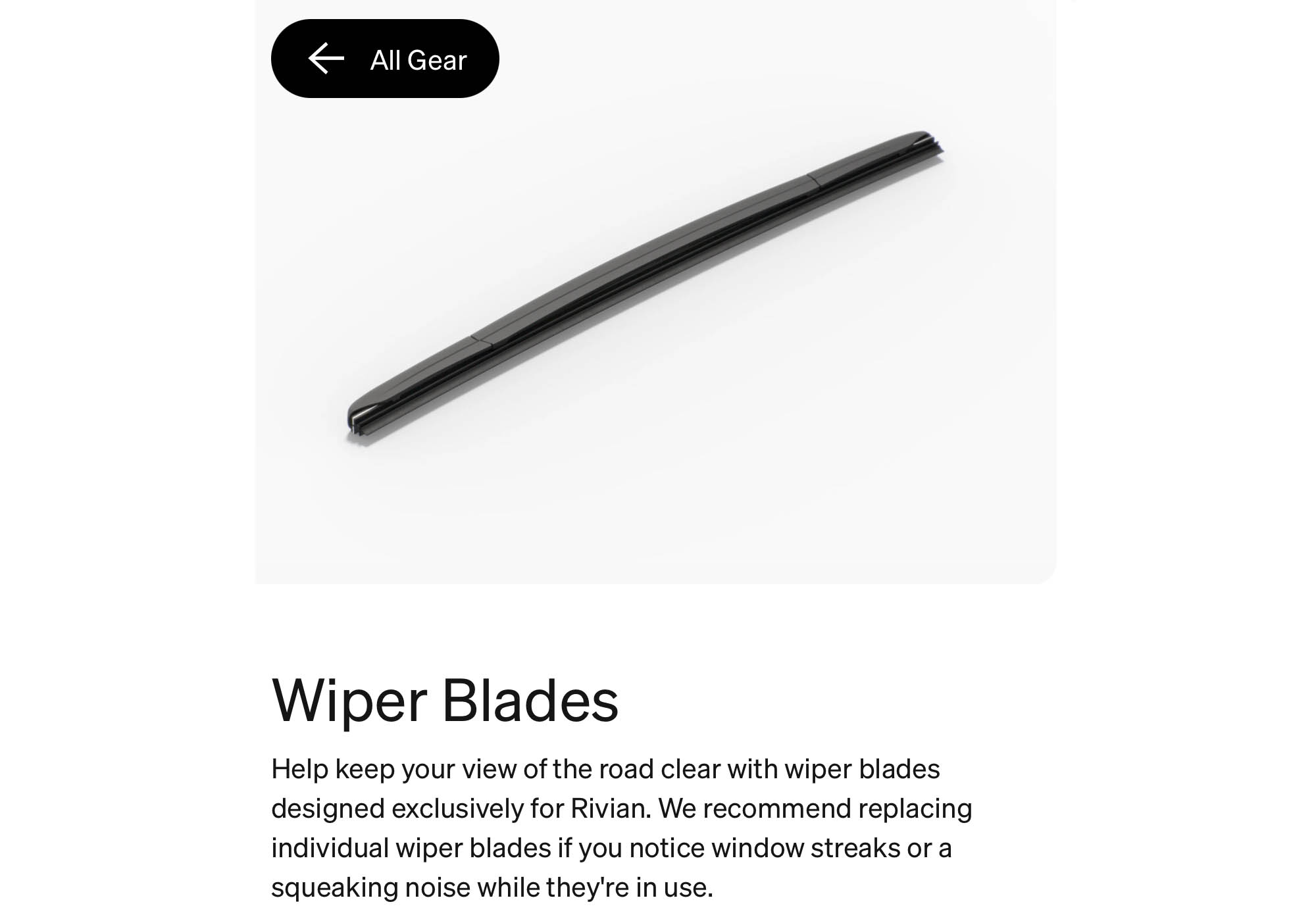 Rivian now selling wiper blades | Rivian Forum - R1T R1S R2 R3 News ...