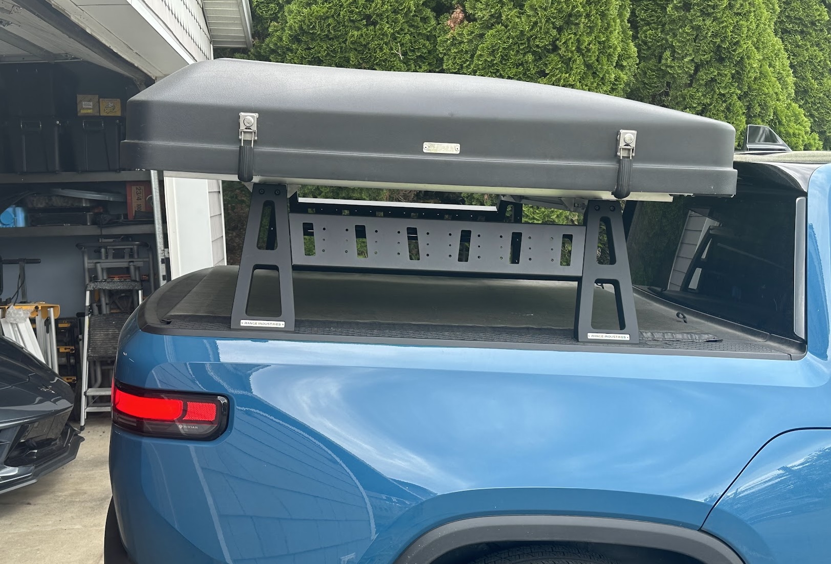Range Industries Sierra Bed Rack installed | Rivian Forum - R1T R1S R2 ...