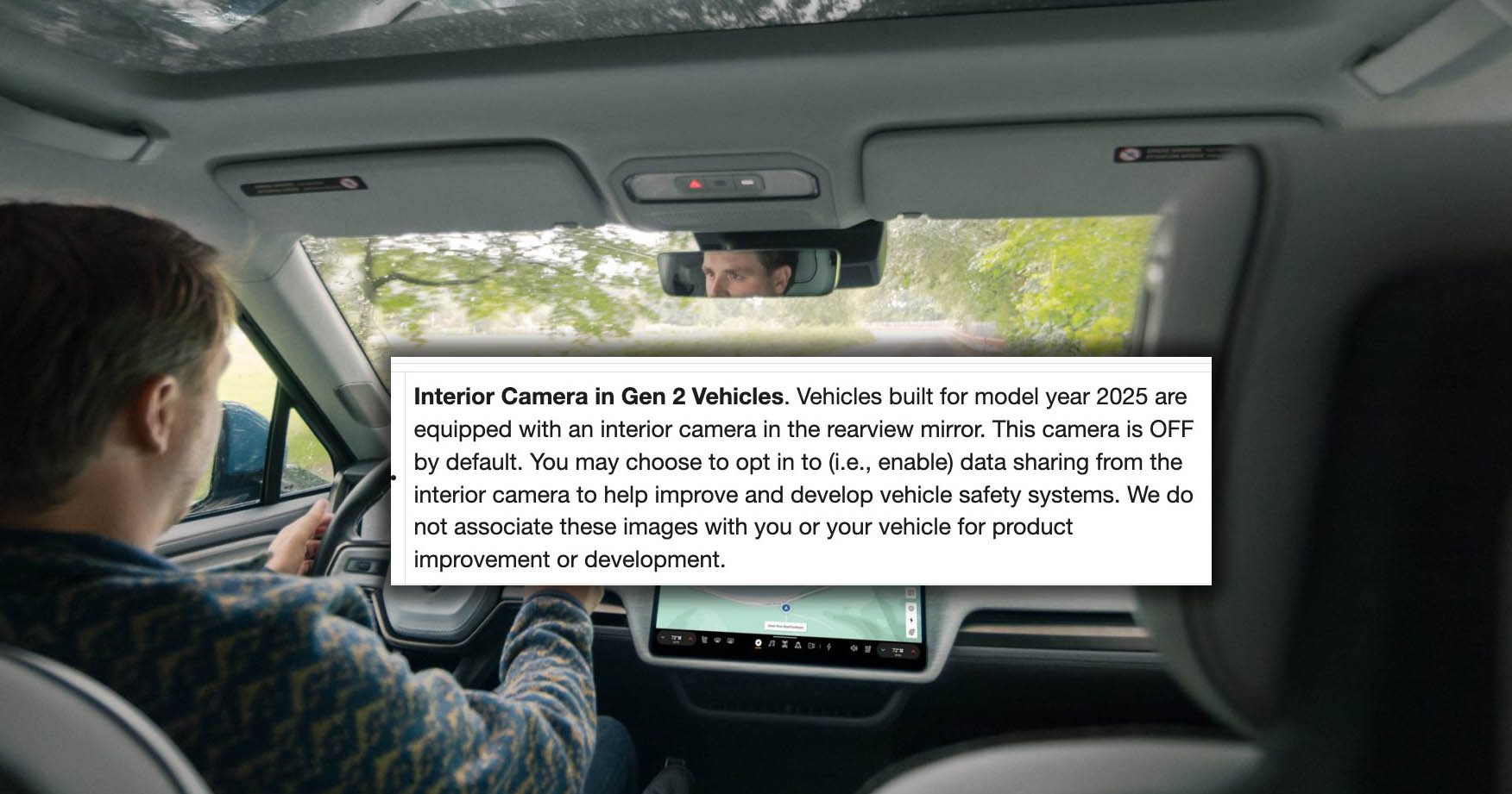 There's an interior camera in Gen 2 R1 rear view mirror | Rivian Forum ...
