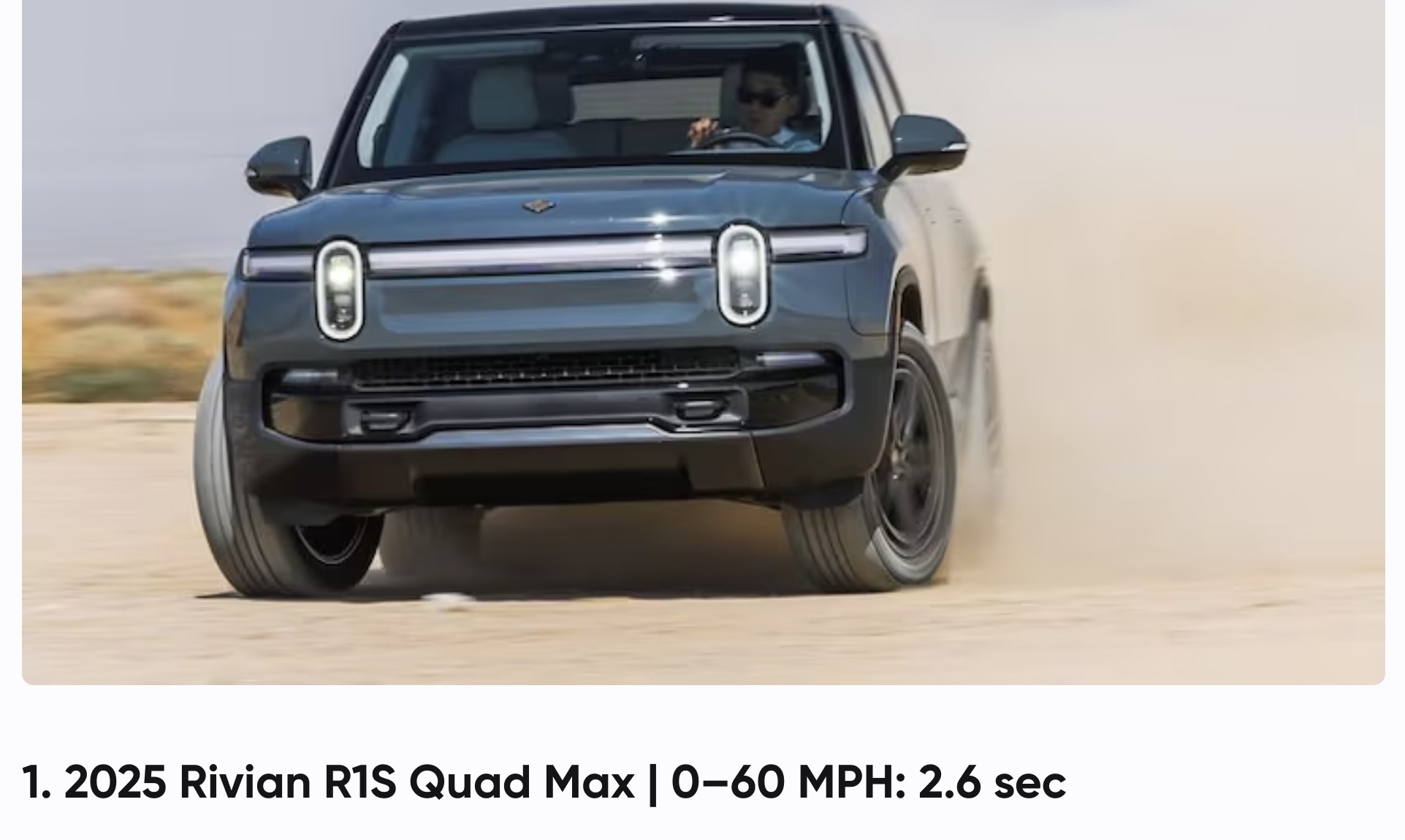 R1S takes #1, #3, #9 spots in Motortrend's Fastest SUV list | Rivian ...